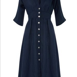 Monsoon | Dresses | New Monsoon London Linen Midi Dress In Navy | Poshmark